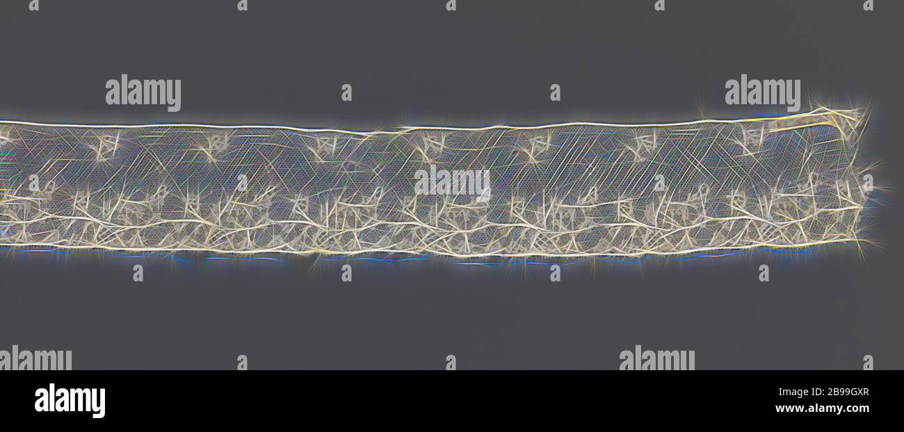 Strip of bobbin lace with horizontal branch above open-worked oval ...