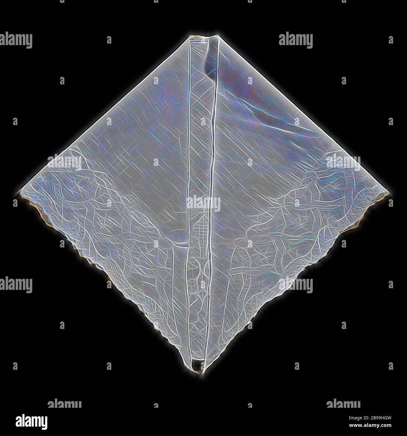 Fichu of linen batist, triangular and scalloped, decorated with a broad ...