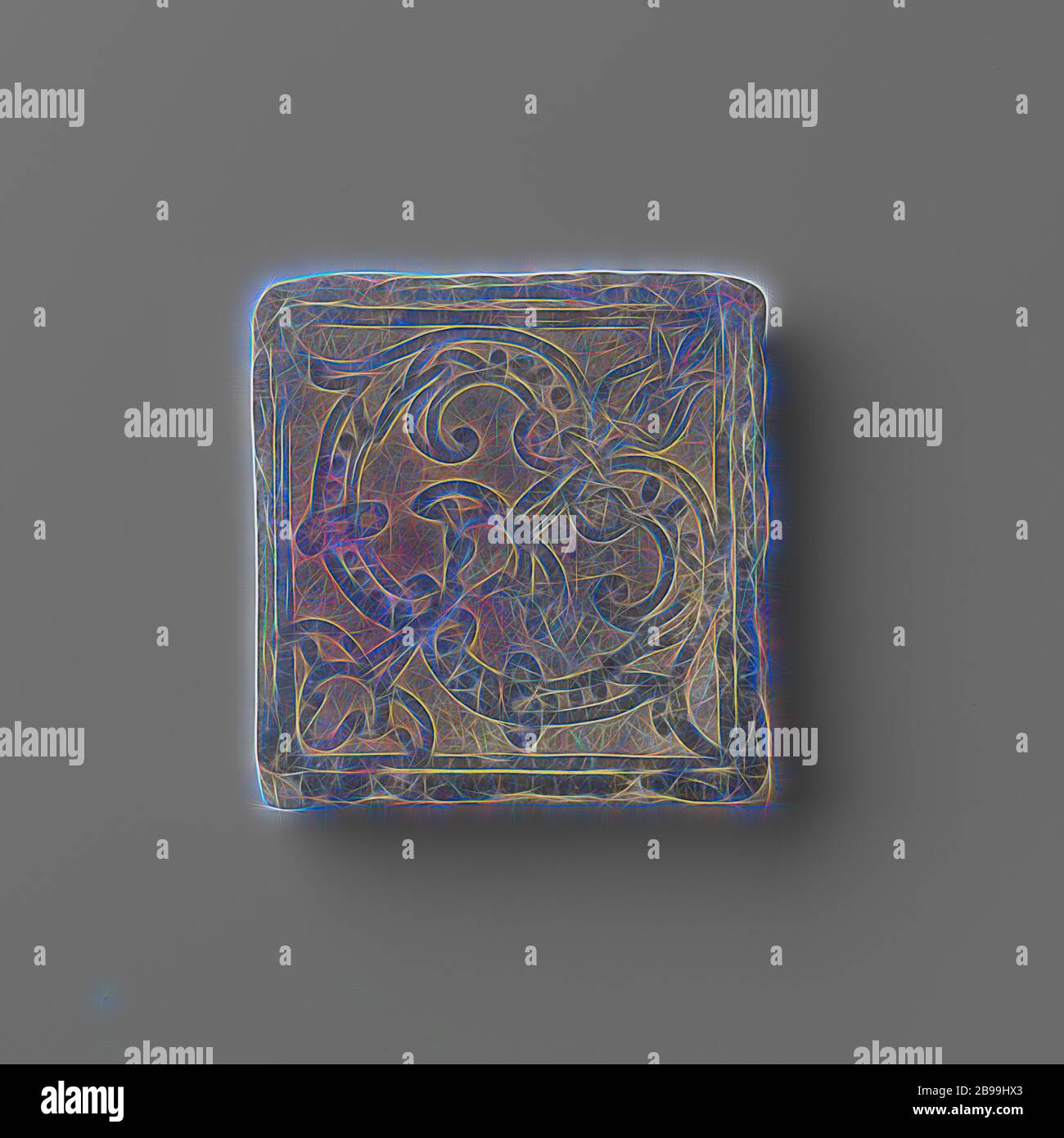 Tile, Tile decorated with volutes placed diagonally., anonymous, France ...