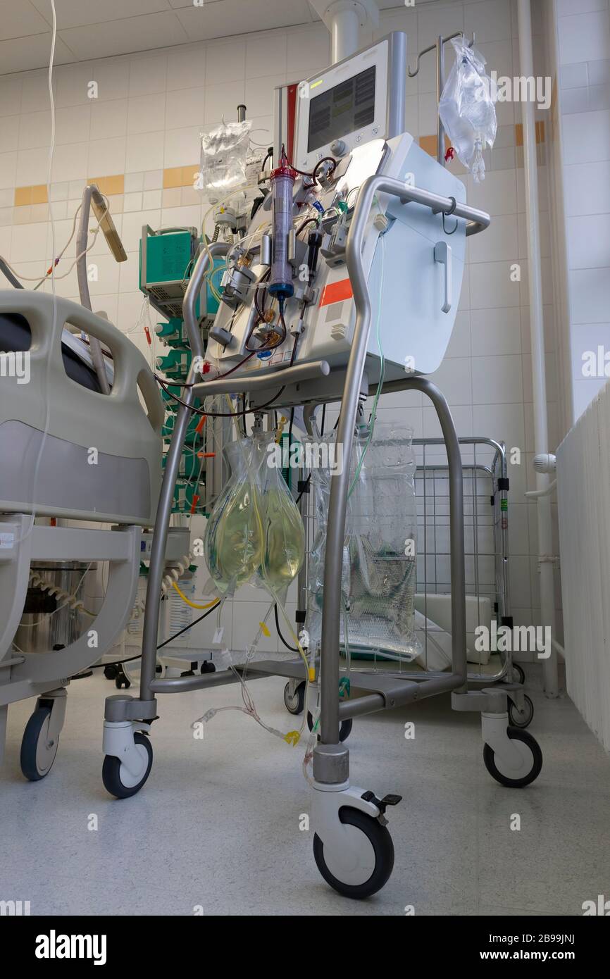 Dialysis machine in ICU in hospital, a place where can be treated ...