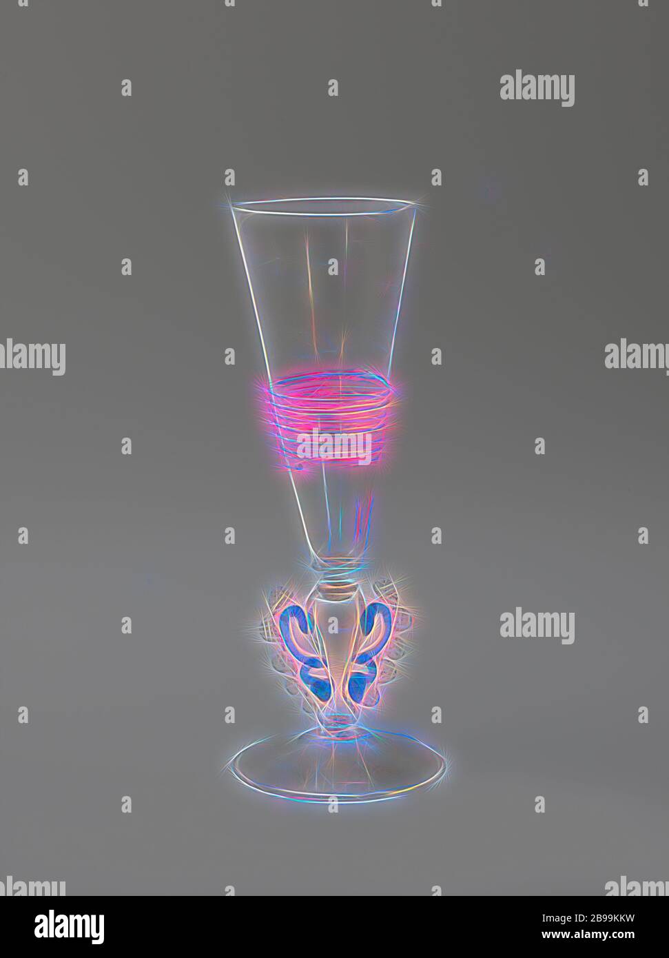 Wing glass with blue spiral wire, Wing glass on flat base, baluster ...