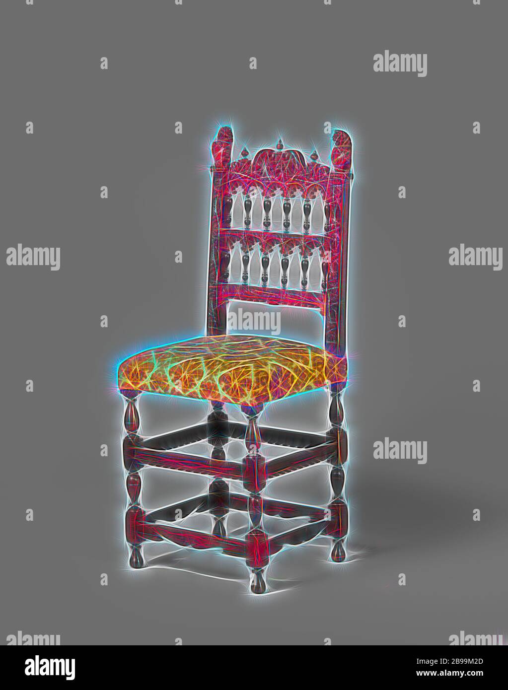 Furniture, Rosewood chair. Upholstered seat. The legs with house and ...