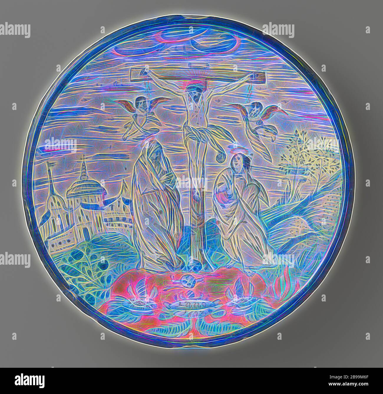 Crucifixion christ engraving colored hi-res stock photography and ...