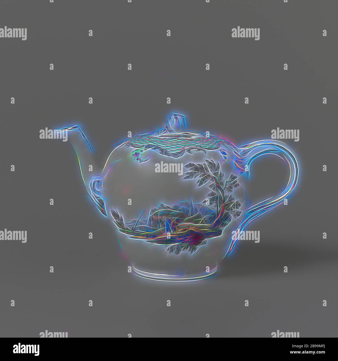 Teapot with lid, multi-colored with landscapes and figures, Inverted ...