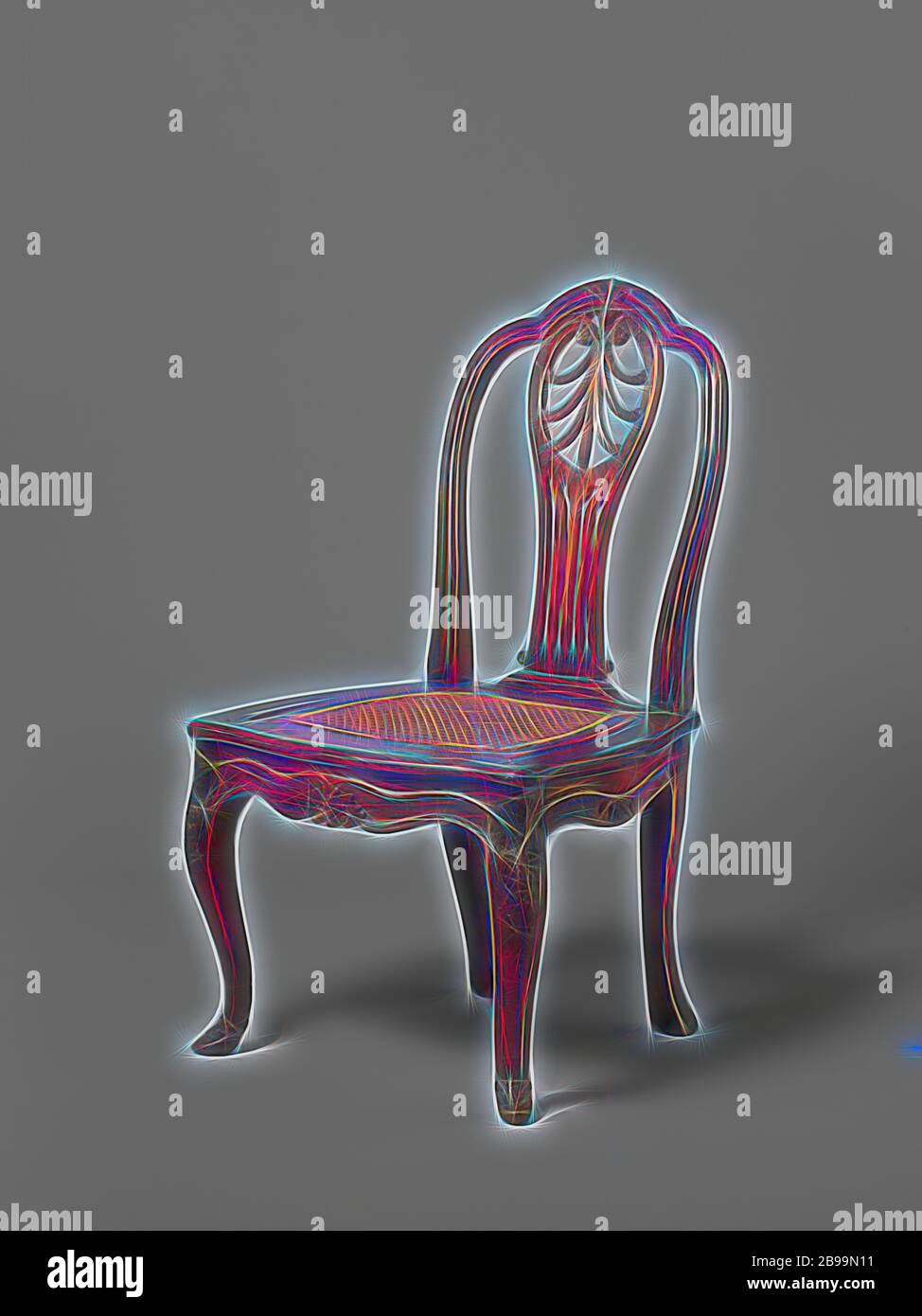 Chair with braided rattan seat, S-shaped angled front legs and seat ...