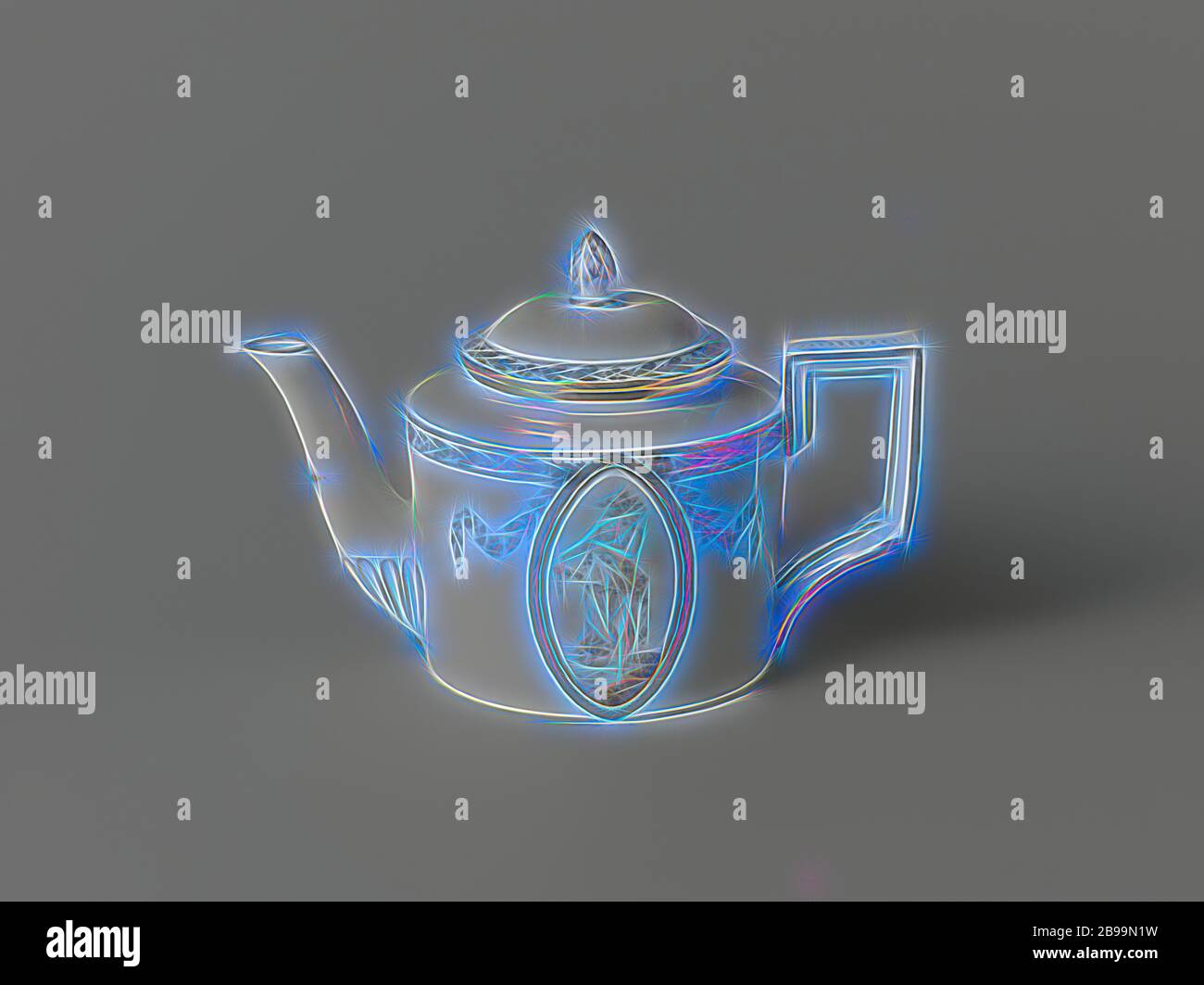 Teapot with a woman in a medallion, Porcelain teapot with a cylindrical ...