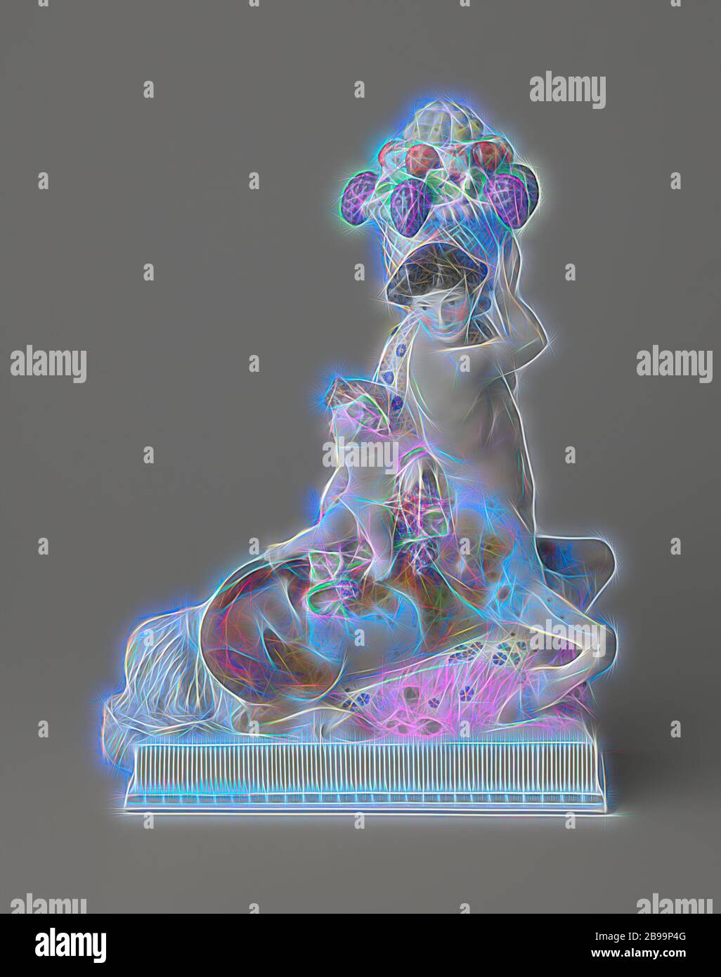 Figure in the shape of a centaur holding a fruit basket and career a ...