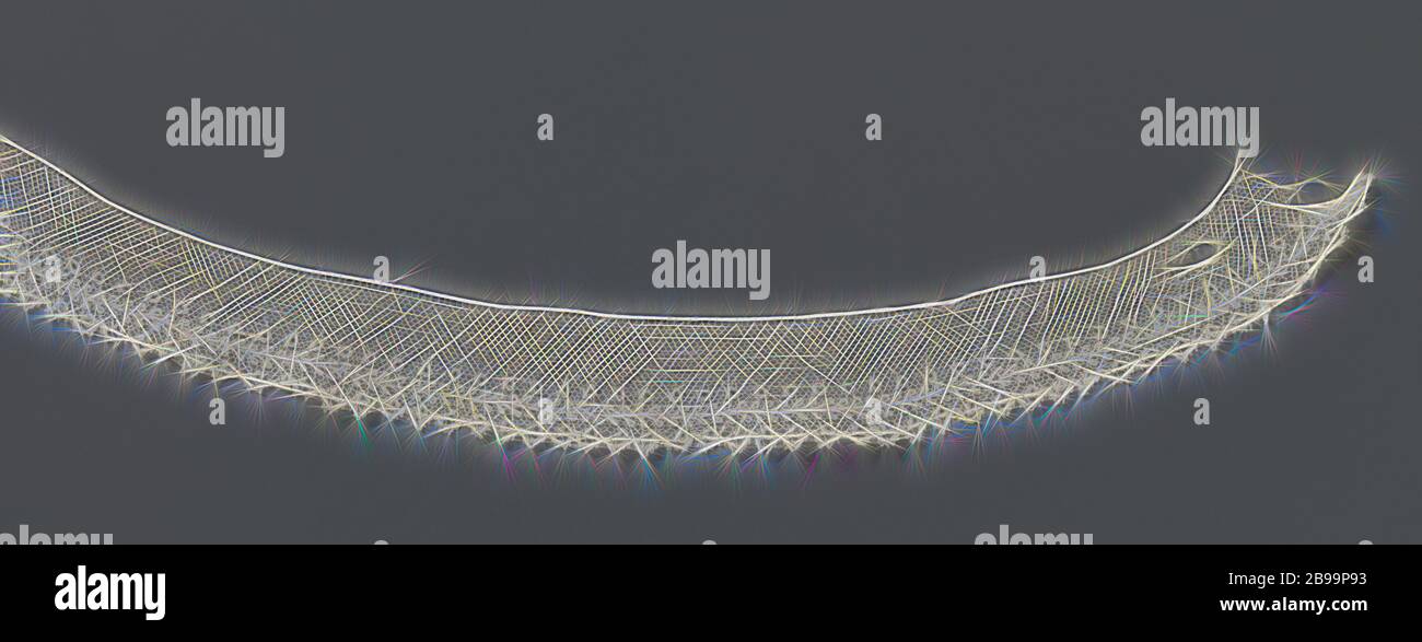 Strip of bobbin lace with three longitudinal stripes, Strip of natural ...