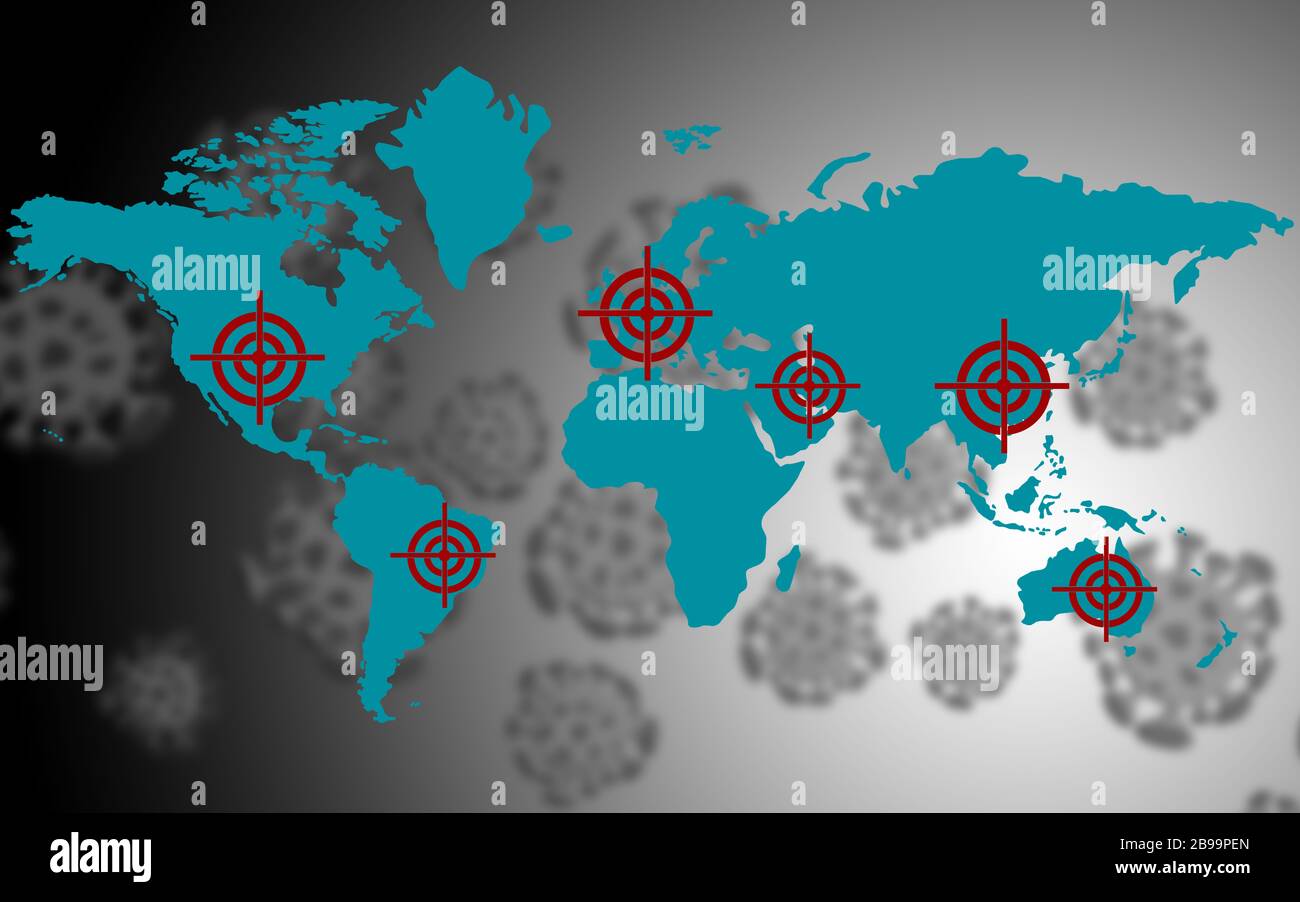 Map of the Earth spread of influenza in the world. 3d rendering Stock ...