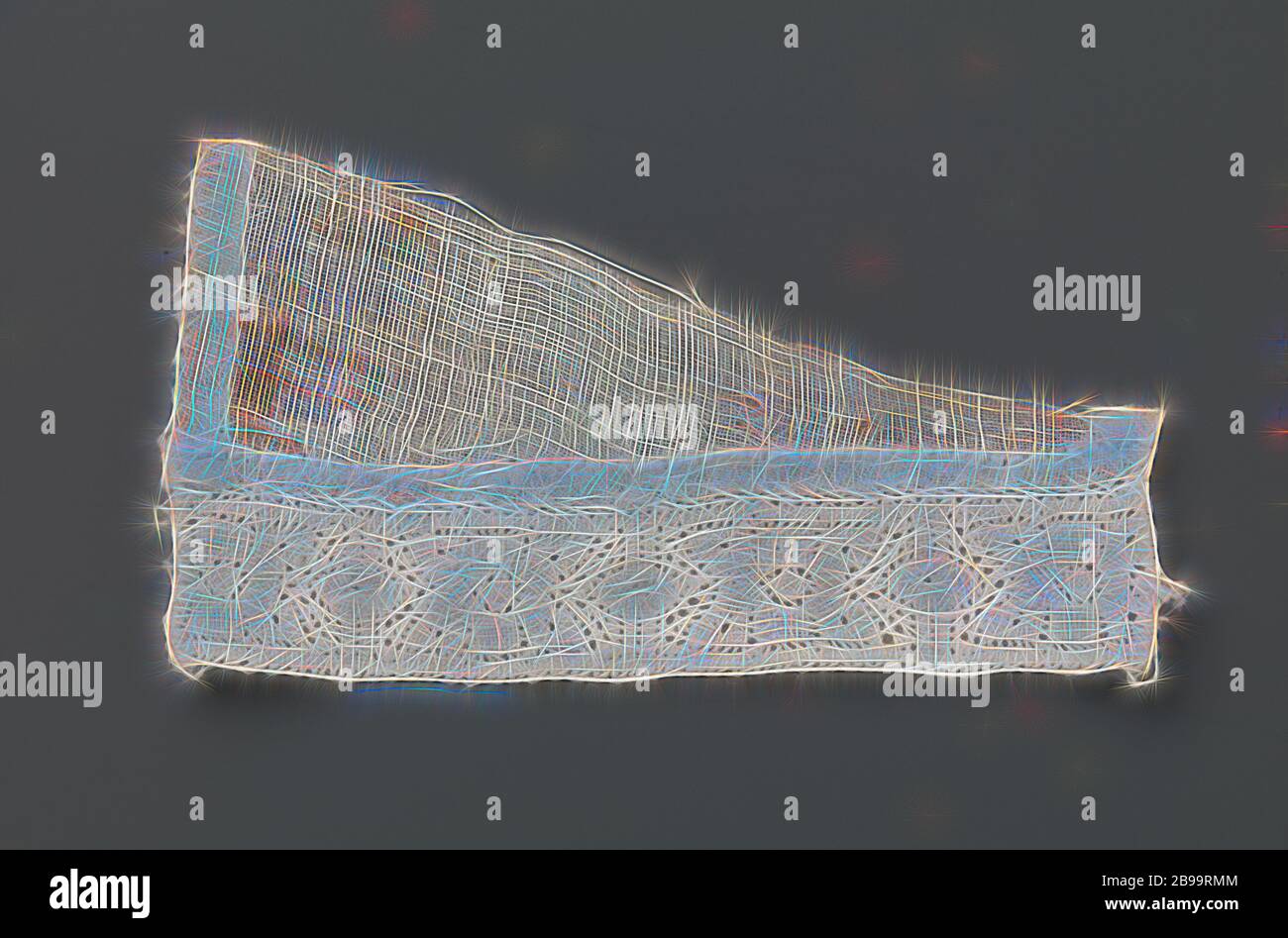 Strip of bobbin lace with stylized flower between two vertical lines ...