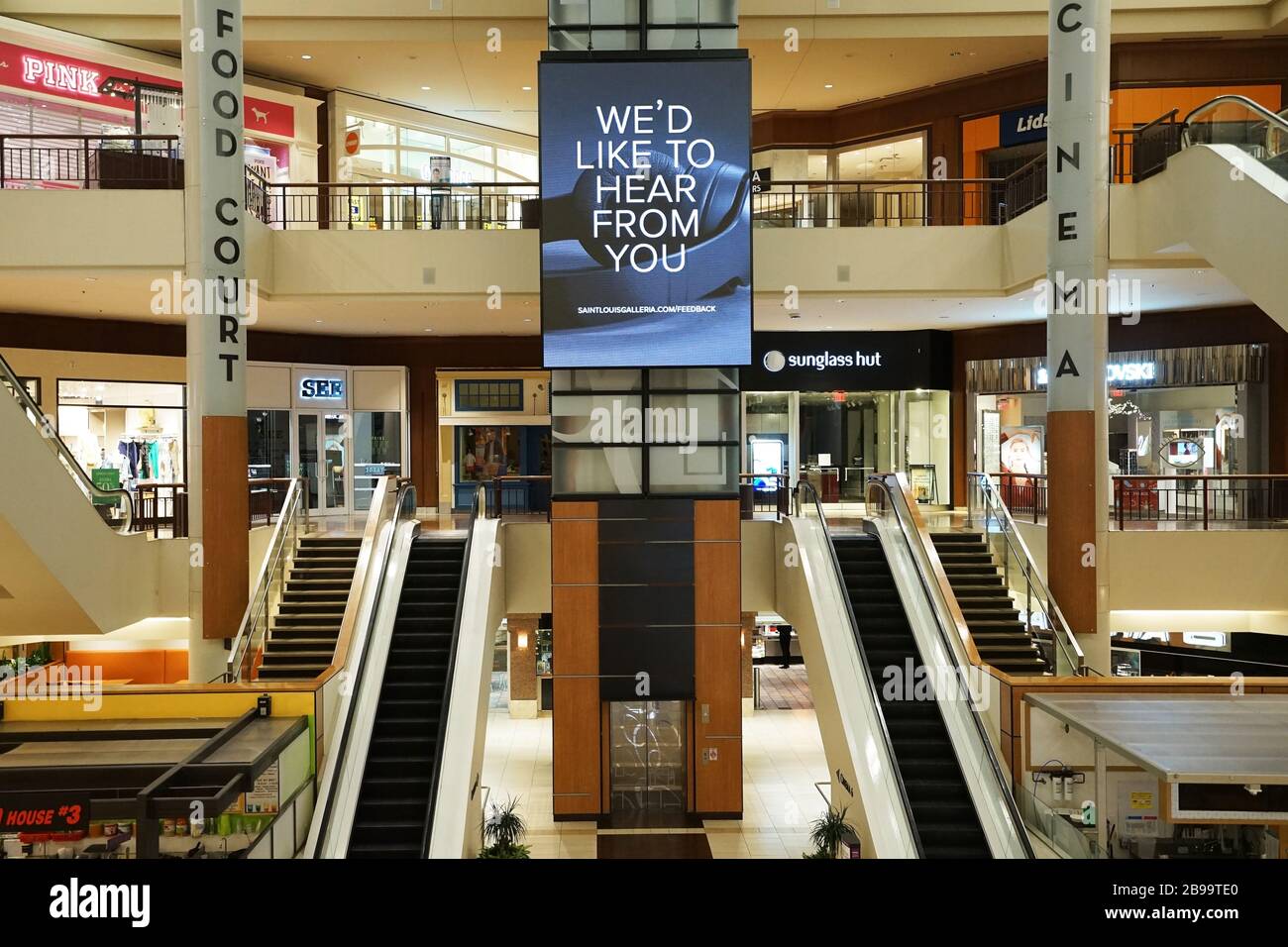 Interior design and hallway decoration at local shopping store and food ...