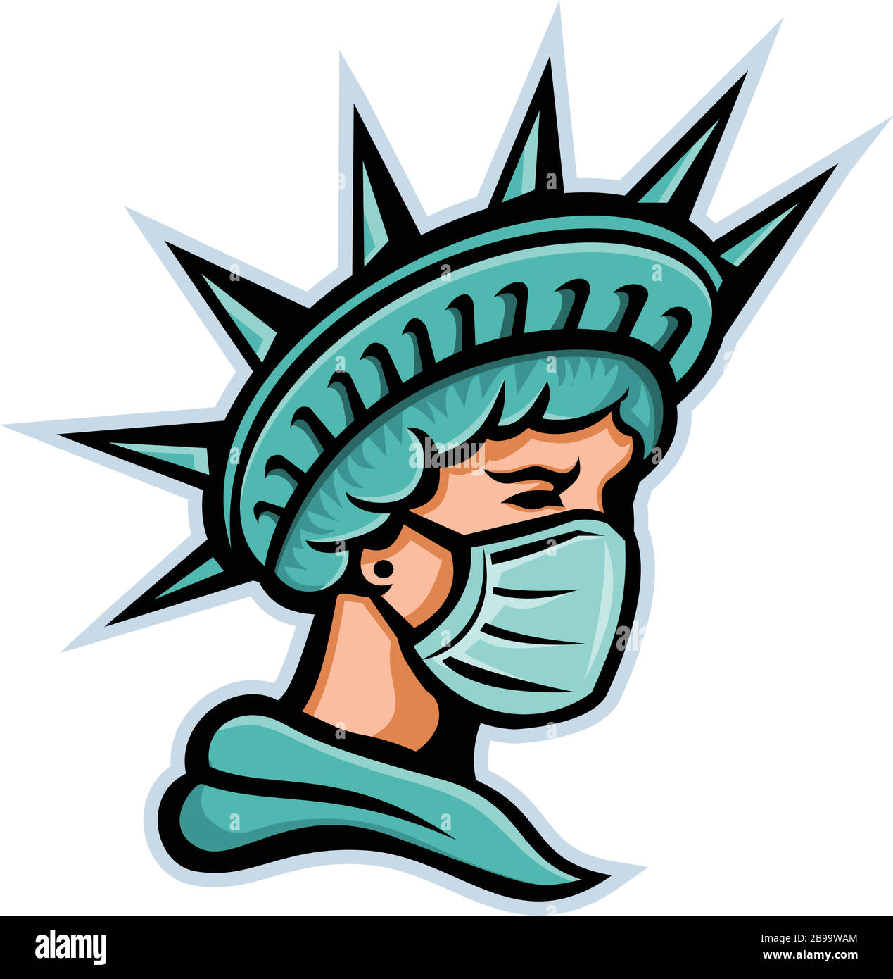 Mascot icon illustration of head of Statue of Liberty, the iconic ...
