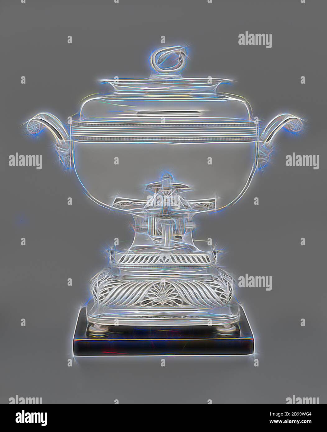 Tea urn Bouilloire, belonging to brazier, rounded rectangular, The ...