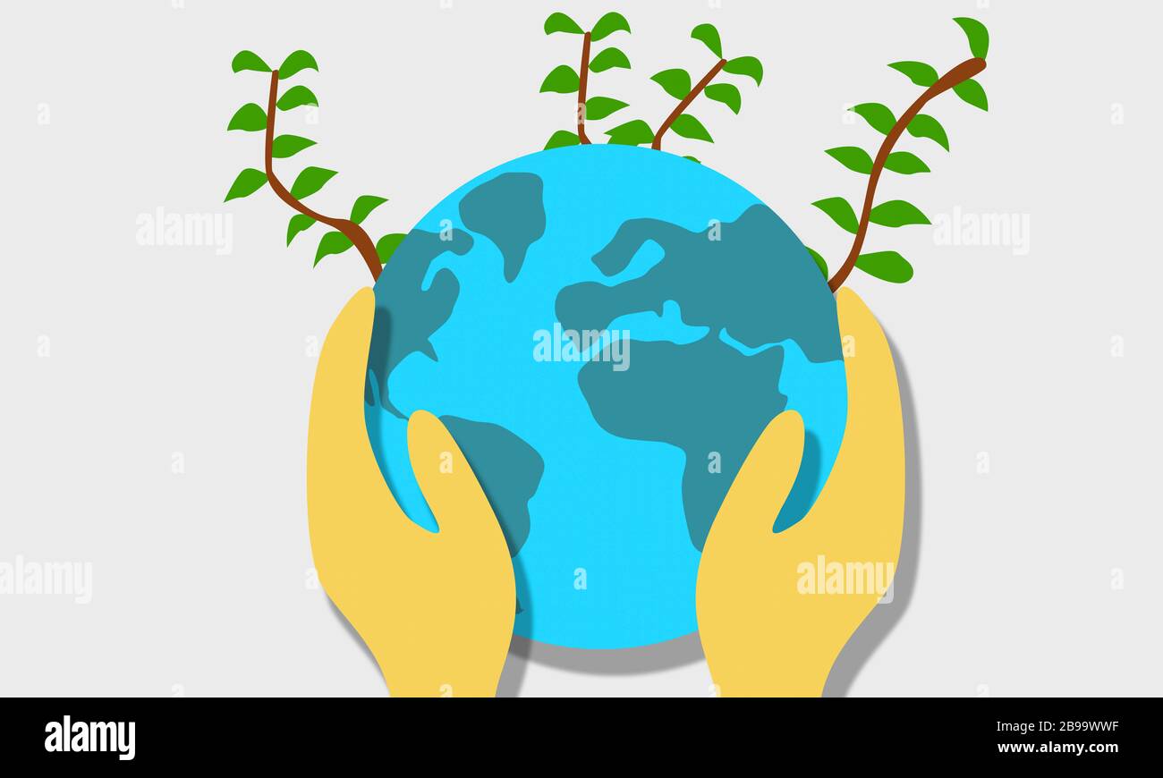Earth day cartoon isolated on white. 3d rendering Stock Photo - Alamy
