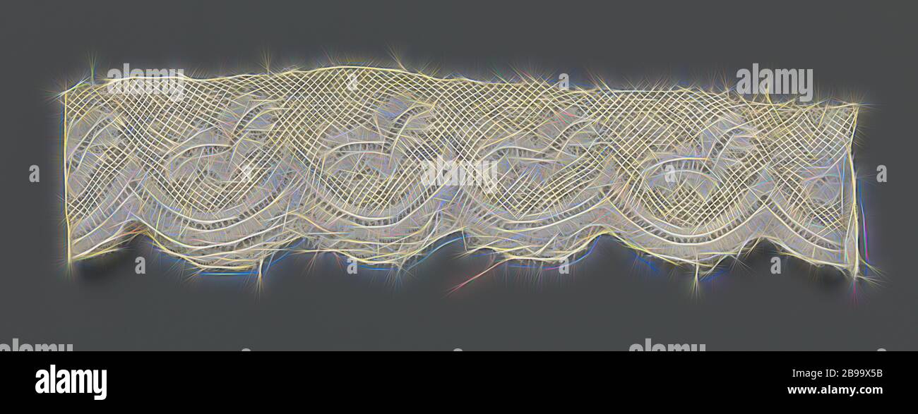 Spool lace cuff with V-shaped leaf in semicircular shell, Natural spool ...