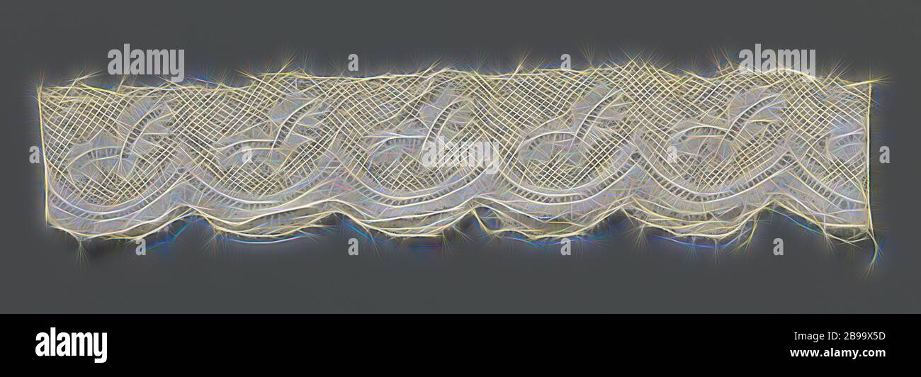 Spool lace cuff with V-shaped leaf in semicircular shell, Natural spool ...