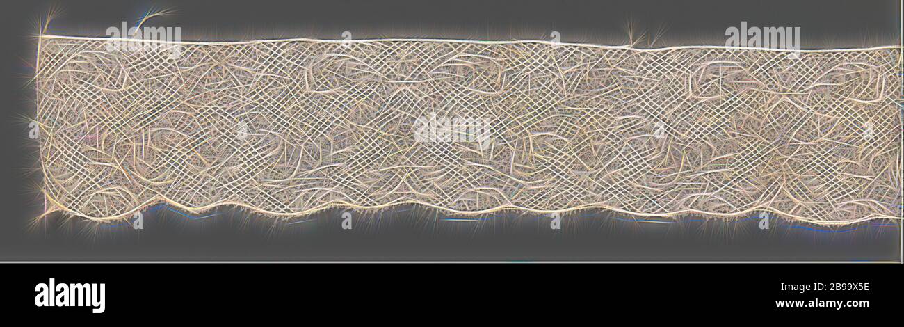 Strip of bobbin lace with two triangular compositions placed against ...