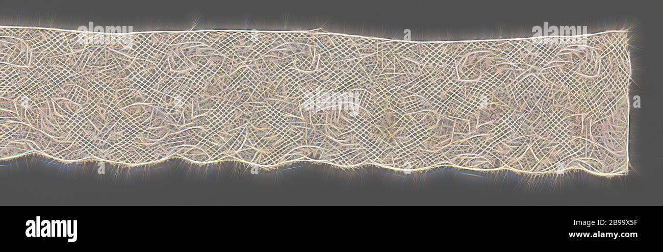 Strip of spool lace with two triangular compositions placed against ...