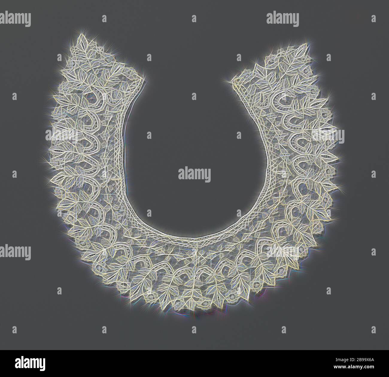 Collar of needle lace with bows and rosette flowers, Collar of natural ...