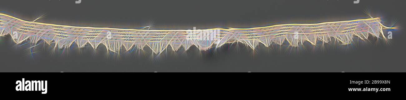 Strip of lace fabric with triangles and triangular fringe shells, Strip ...