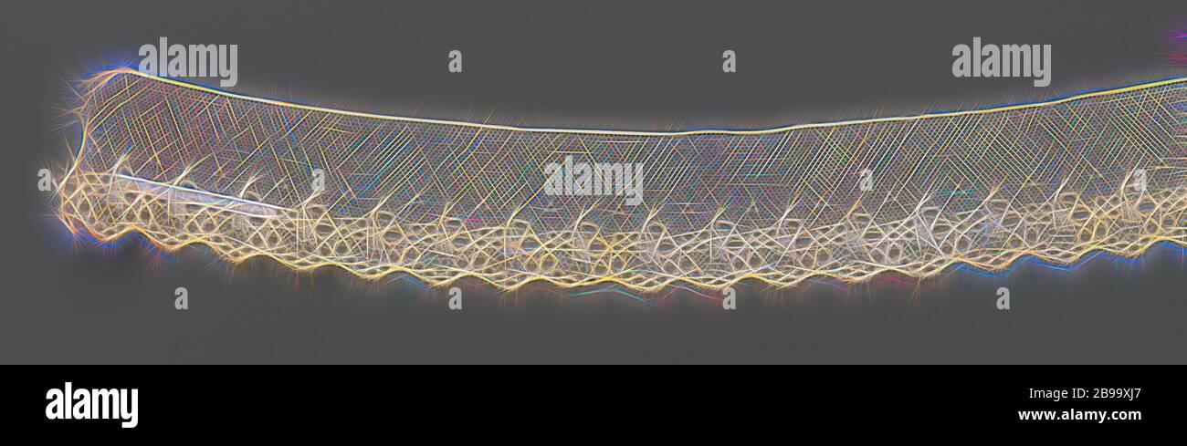 Strip of bobbin lace with bows, Strip of natural-colored bobbin lace ...