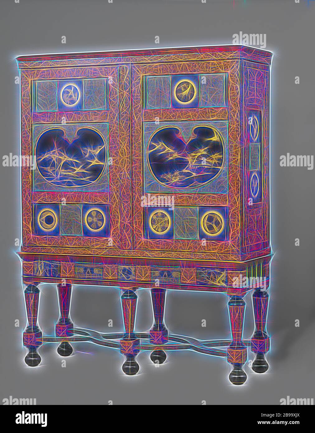 Cabinet Cabinet Cabinet with Japanese lacquer work and ray skin, Oak ...
