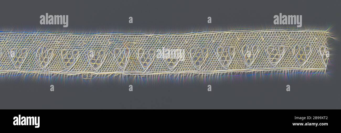 Strip of spool lace with hearts made with circles, Strip of natural ...