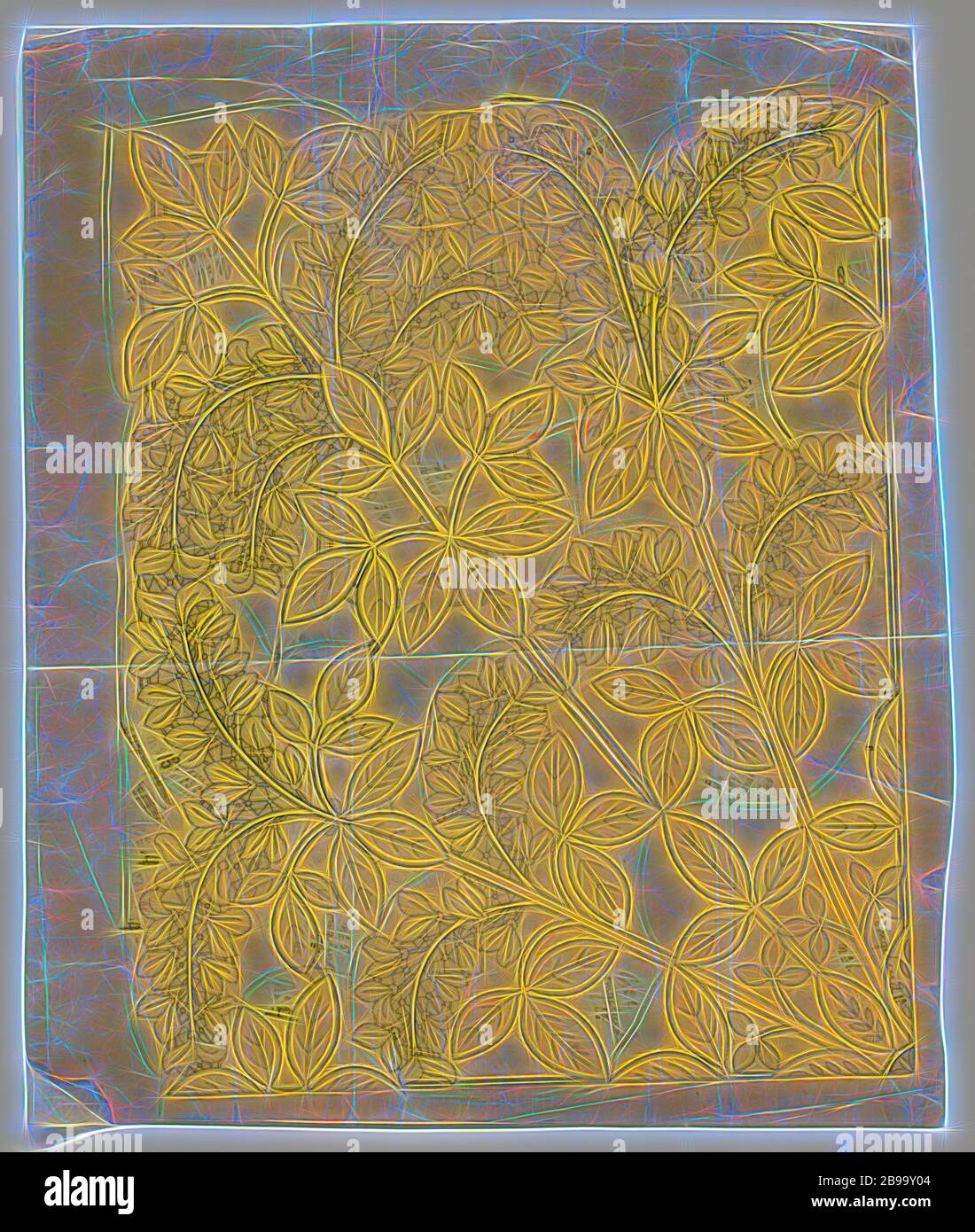 Design drawing on tracing paper for a bobbin lace rug with golden rain ...