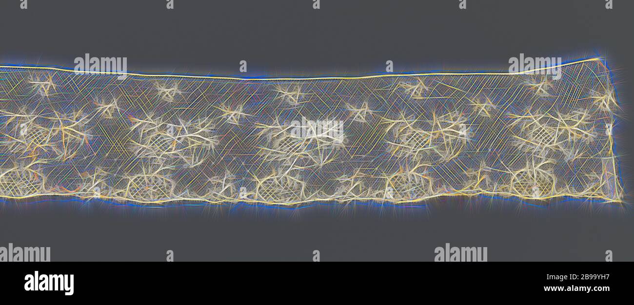 Strip of bobbin lace with a branch that forms two openwork ovals, Strip ...