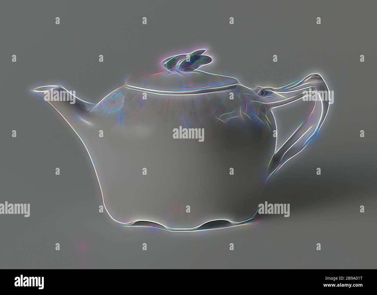 Teapot with lid, belonging to a service with dragonflies, butterflies ...