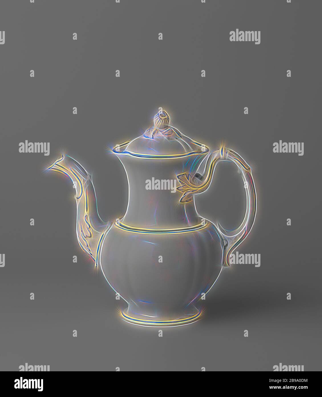 Lid, white, with blue piping and pear-shaped lid button, Earthenware ...