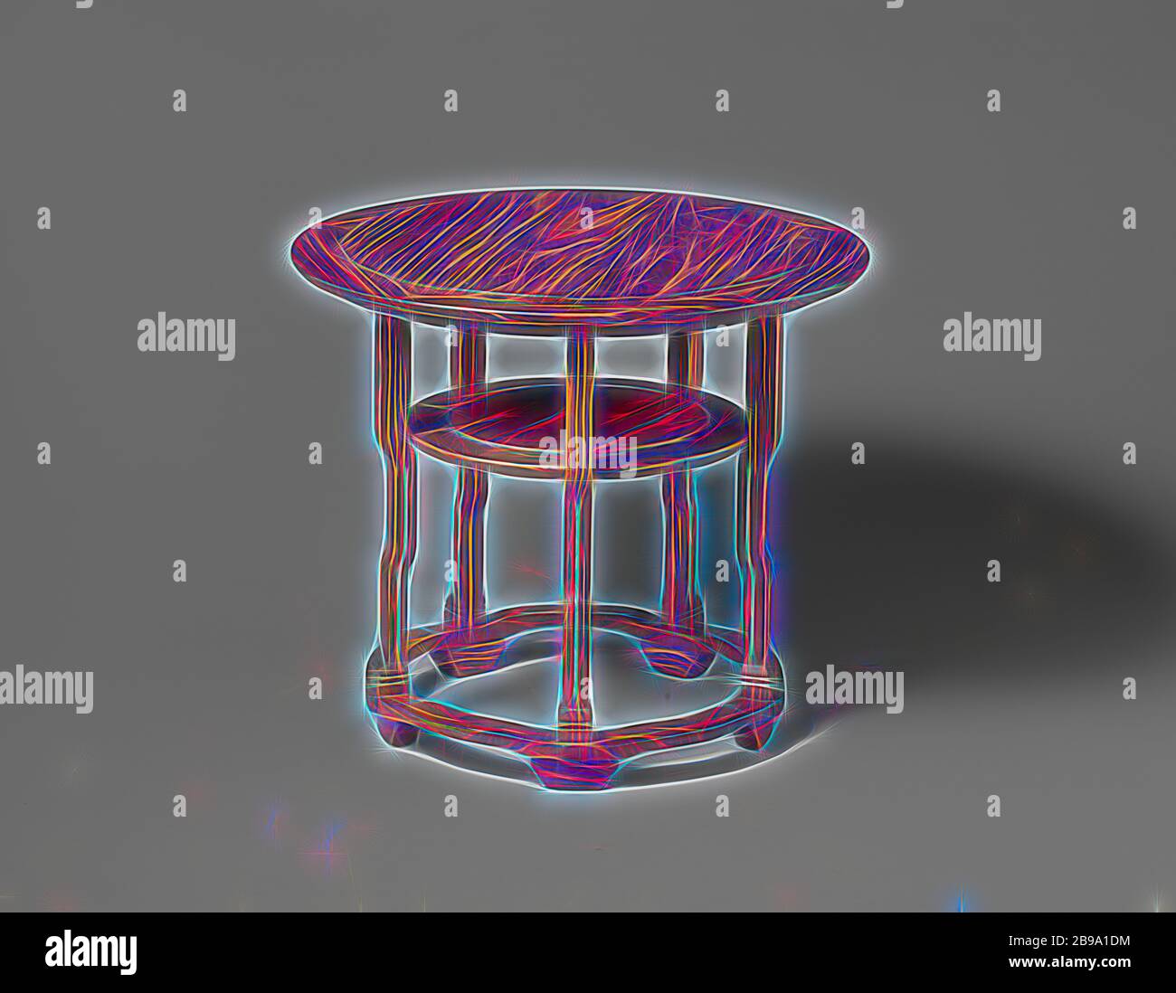 Table, Coromandel wood table inlaid with pewter strips. The round blade ...