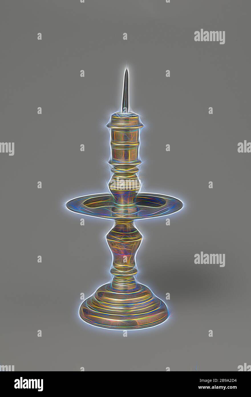 Collar or disc candlestick made of brass, The candlestick is composed ...