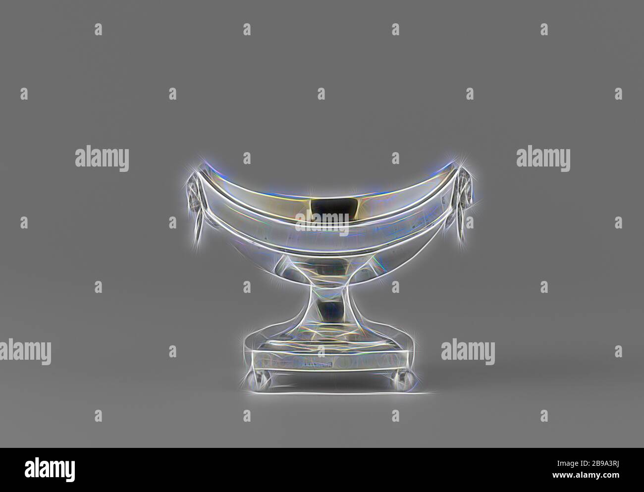 Salt vessel, Salt vessel of silver. The boat-shaped container rests on ...