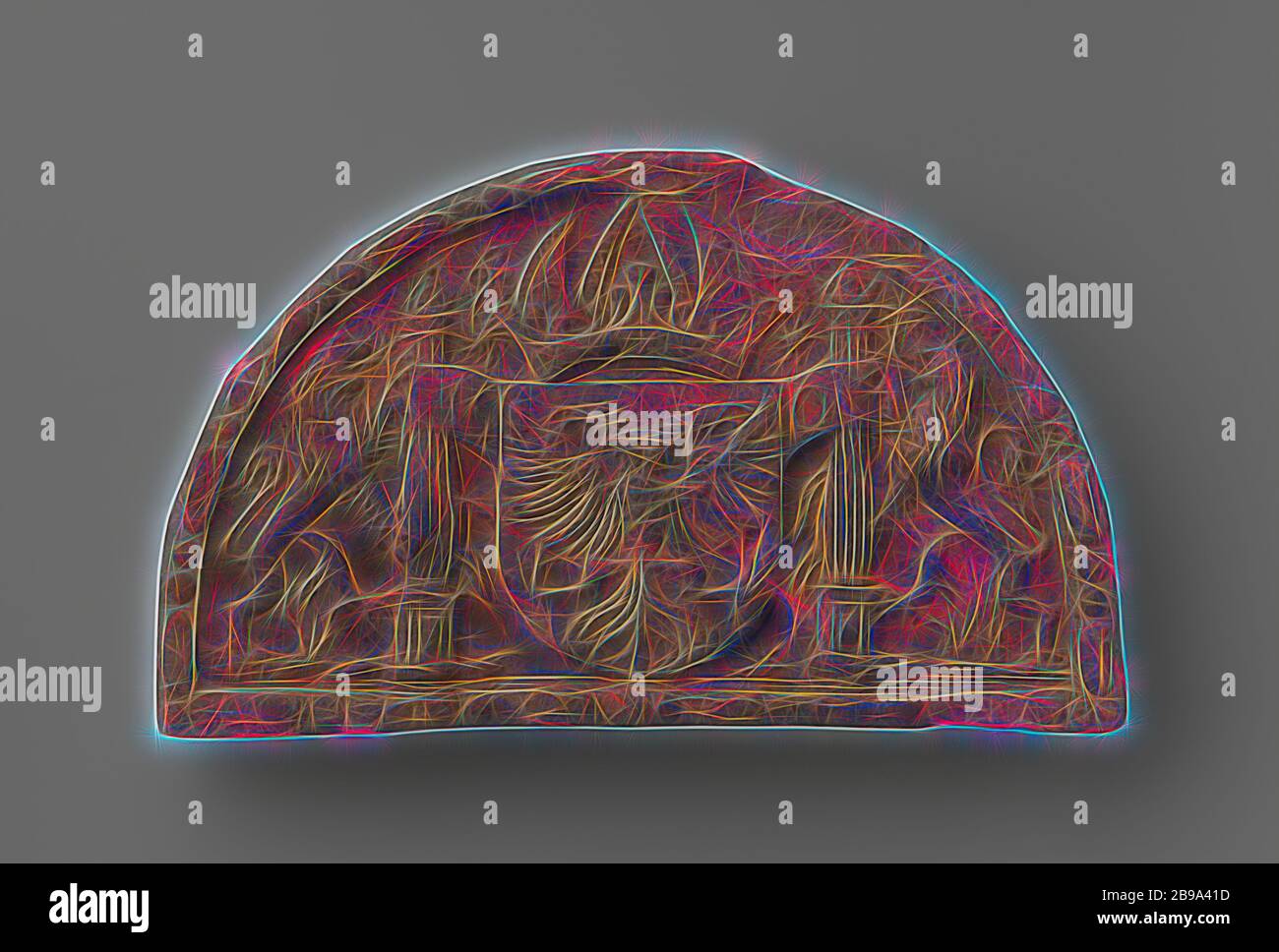 Fireplace capstone with the Spanish Habsburg coat of arms, Semicircular ...