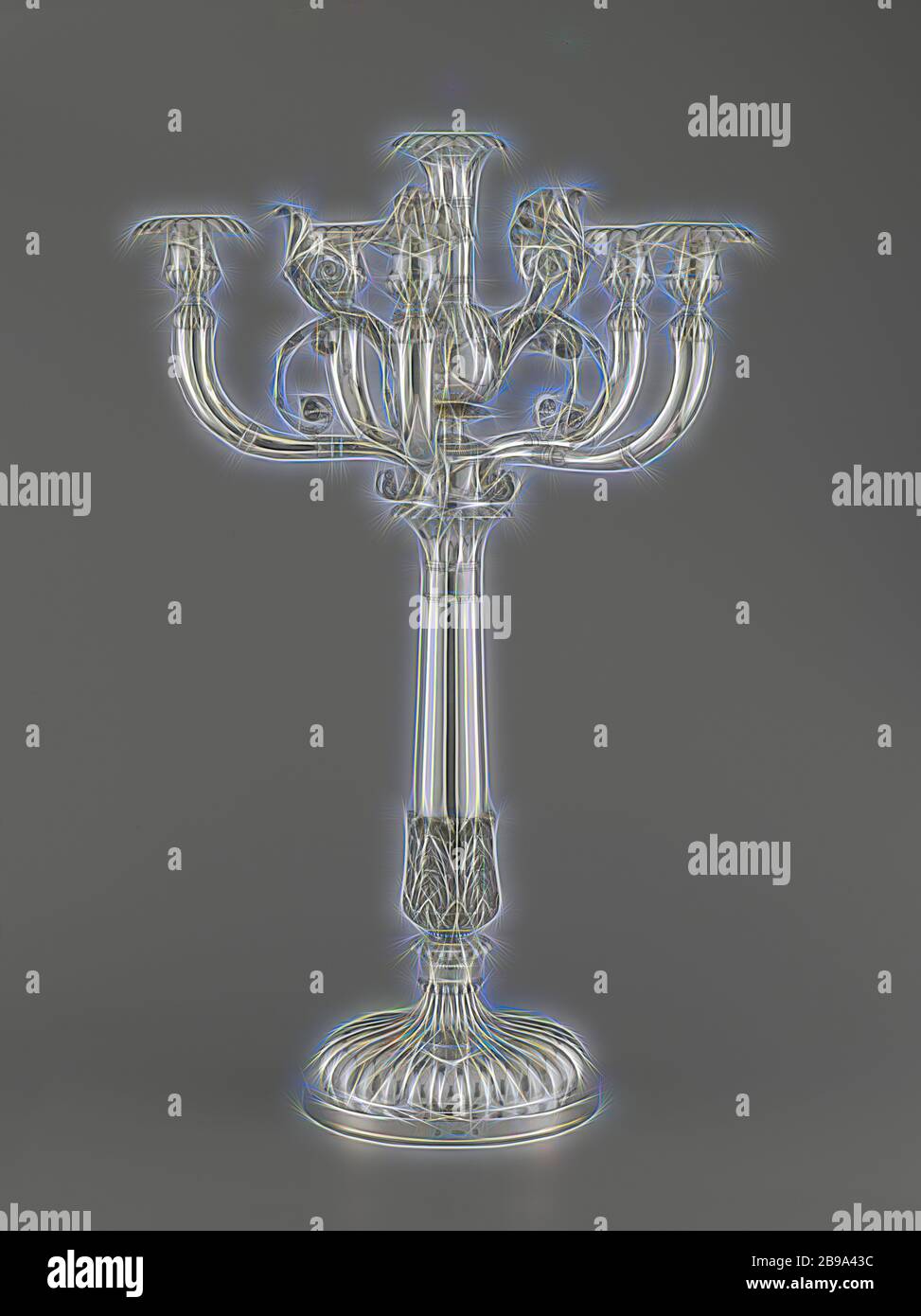 Two candelabra, Candelabrum with six arms, with the alliance weapon Von ...