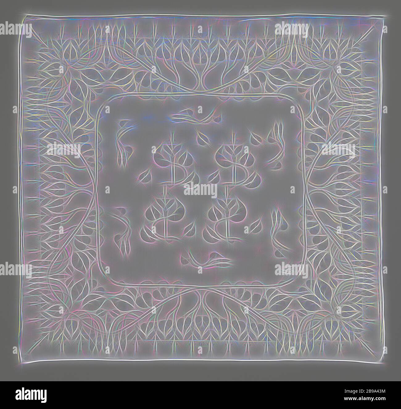 Damask napkin with design Fuchsia, with monogram 'VD' from the linen ...