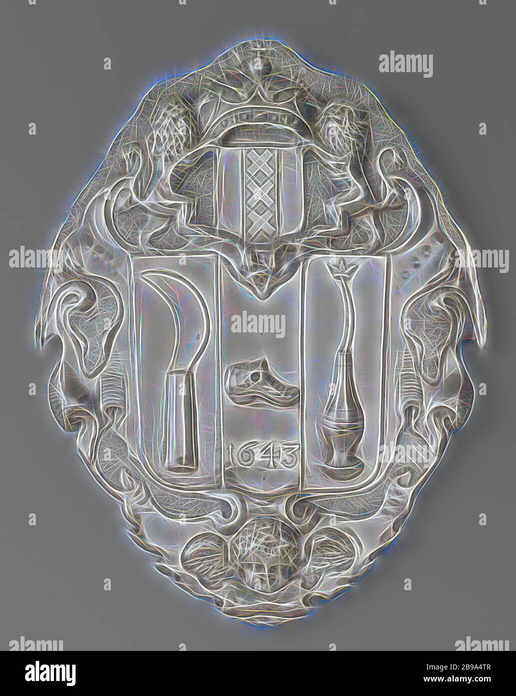 Funeral Shield of the Cobblers ’Guild in Amsterdam, The cartouch-shaped ...