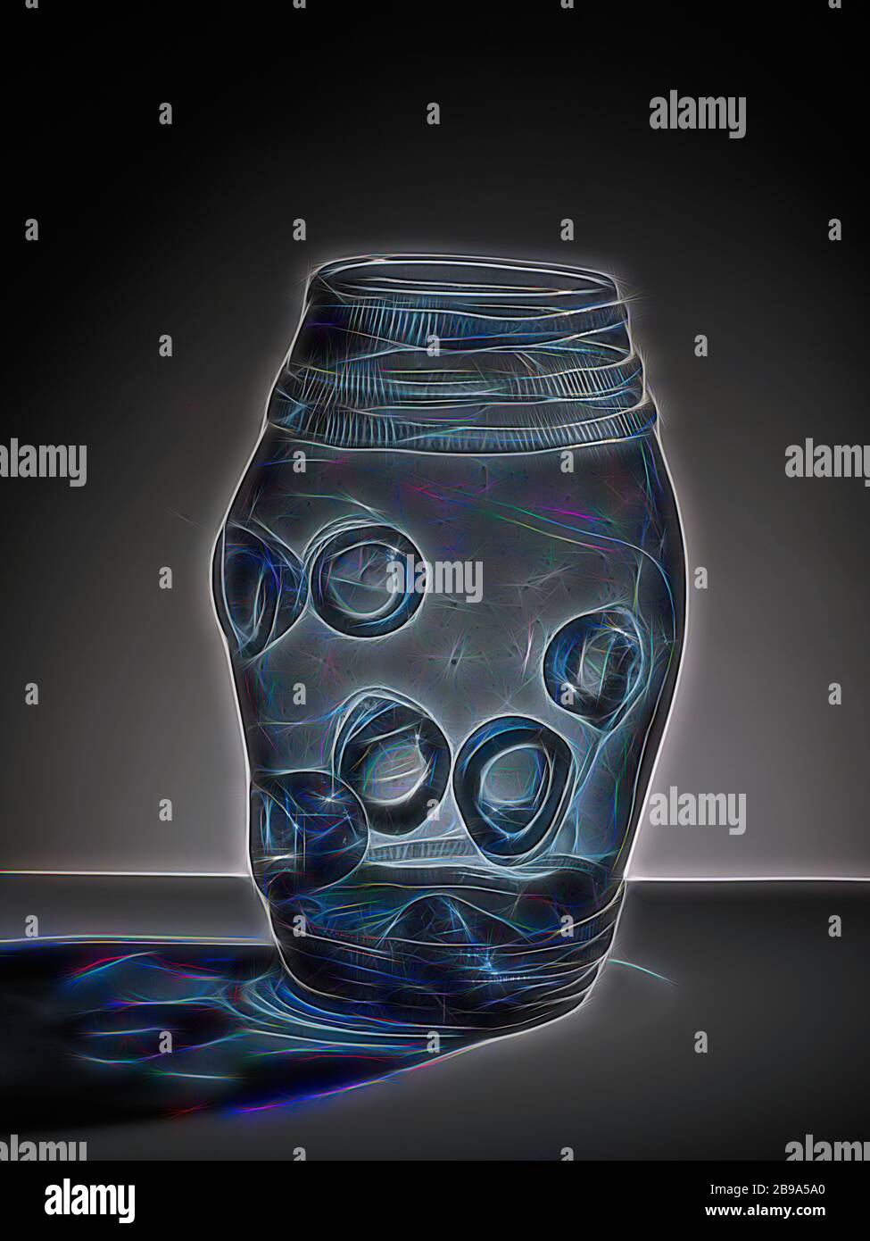 Thumb glass, Thumb glass of blue glass with a curved bottom. Body ...