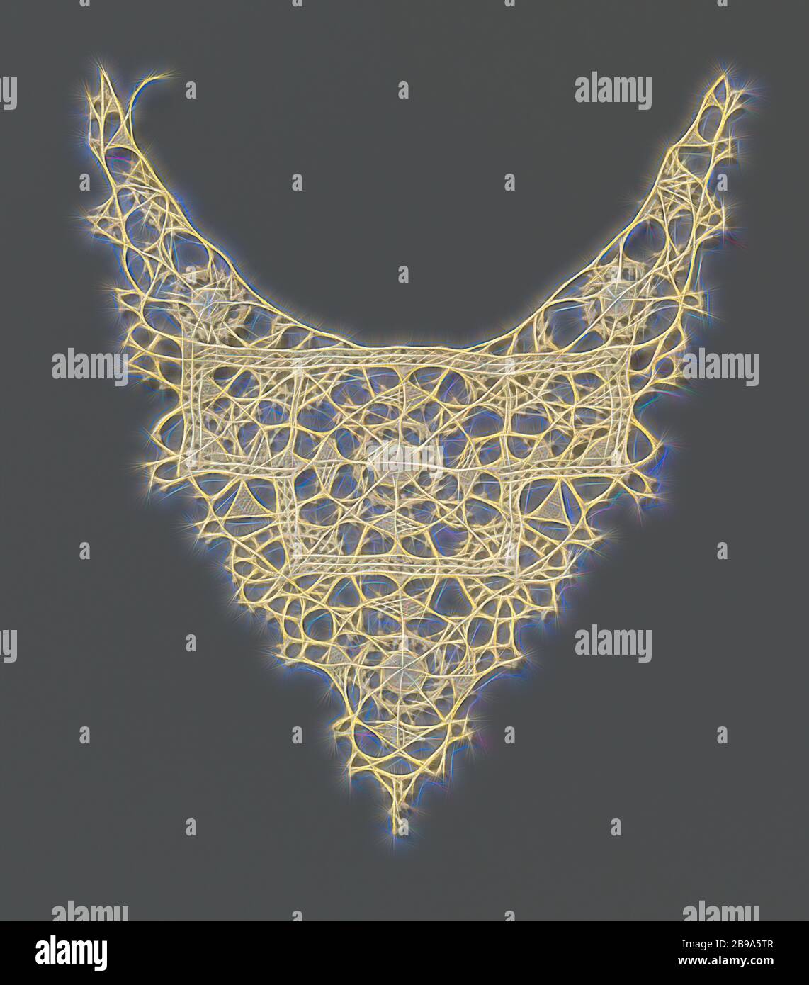 Collar of needle lace with concentric circles around closed dot ...