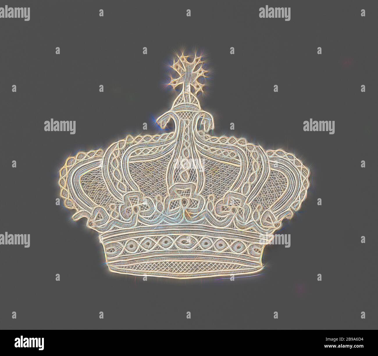 Design of needle lace with a motif of a crown, Design of natural ...