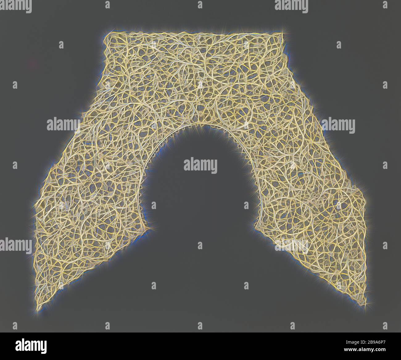 Collar of needle lace with spindly tendrils, Collar of natural colored ...