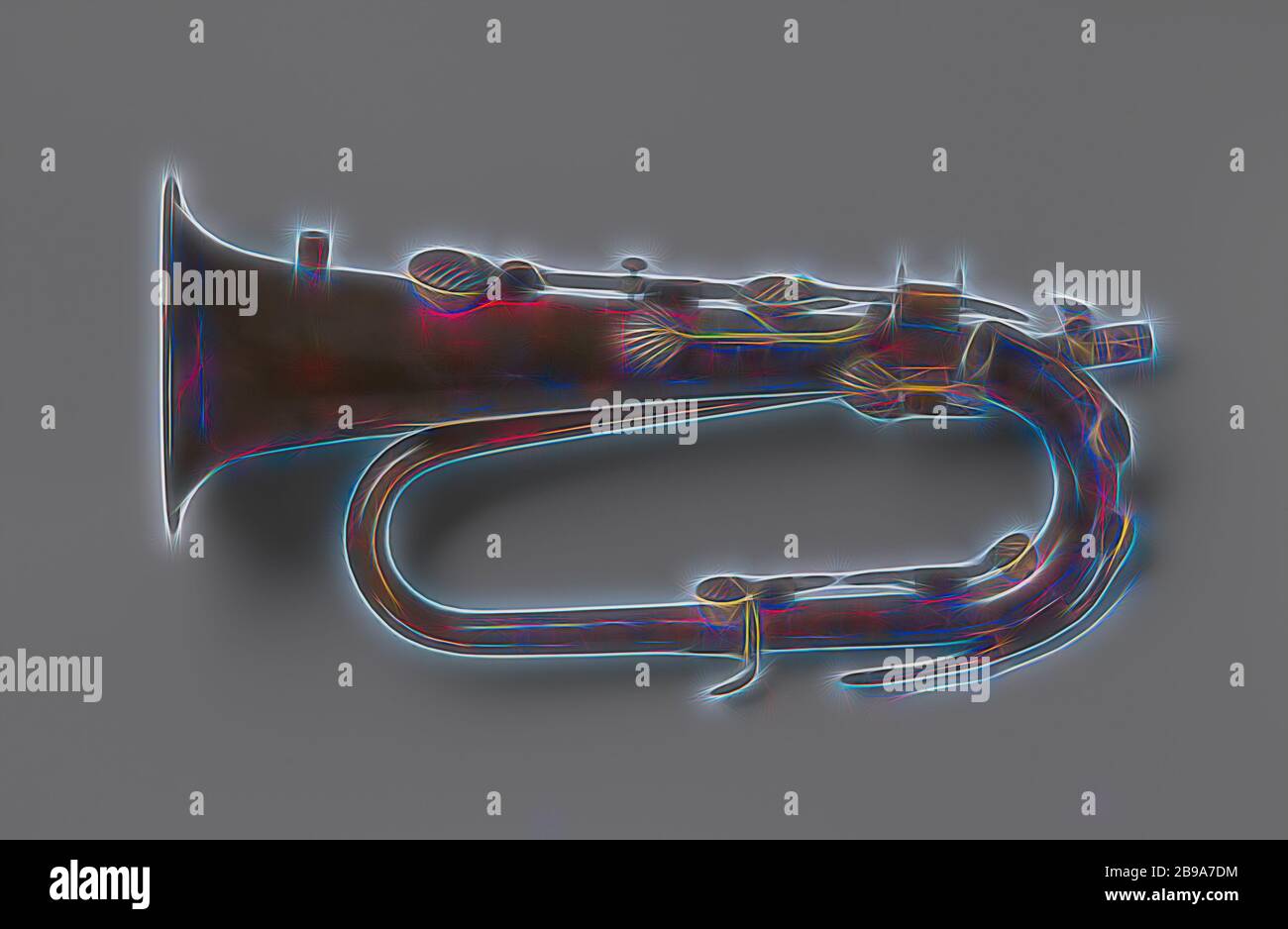 Keyed bugle, Valve bracket in C with nine valves, the lower of which is ...