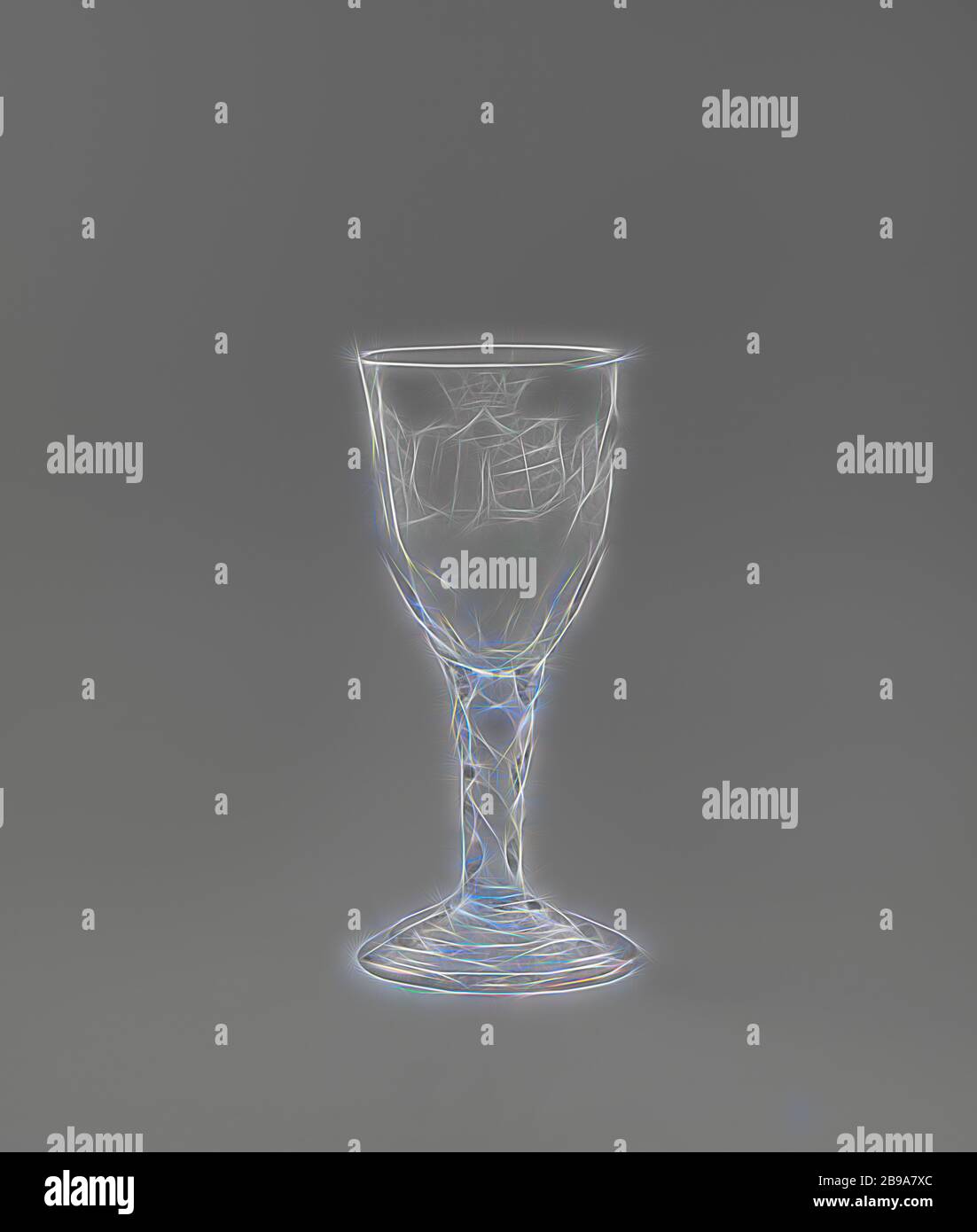 Chalice with an alliance weapon carried by two putti, conical feet ...