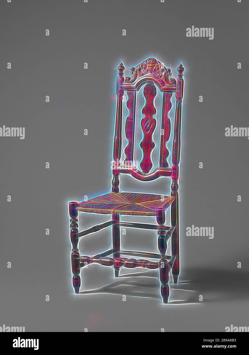 Chair in cherry wood with mat seat. The legs, the five rungs and the H ...