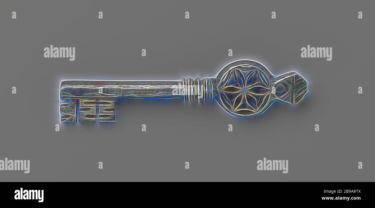 Pipe key, 'Venetian key' with rose in the round grip on which is a ...