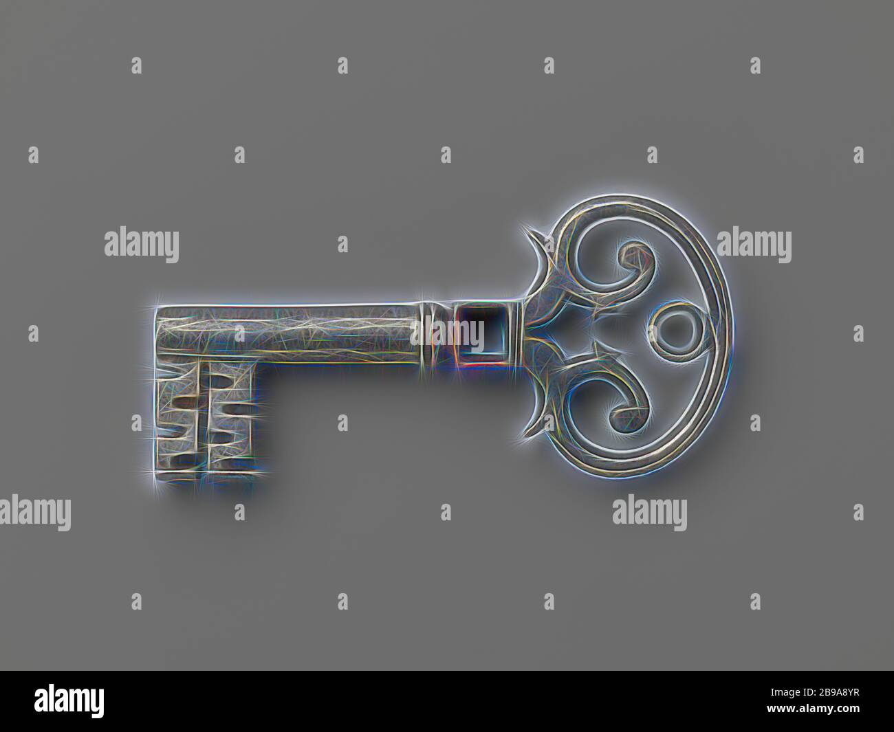 Pipe key with square open capital and handle, consisting of a downward ...
