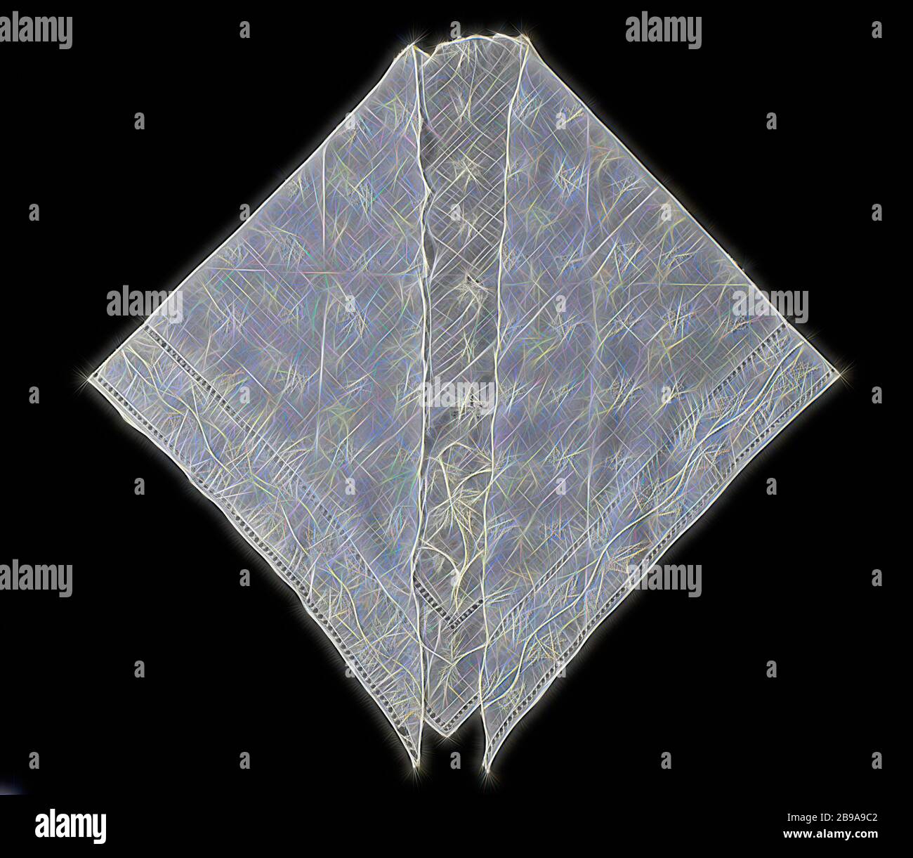 Fichu, triangular, of linen batist embroidered with a floral scatter ...