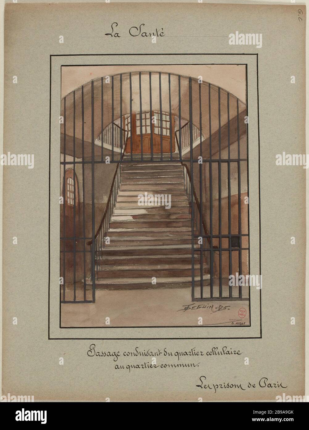 [The prisons of Paris] Prison Health; Passage leading cell area in the ...