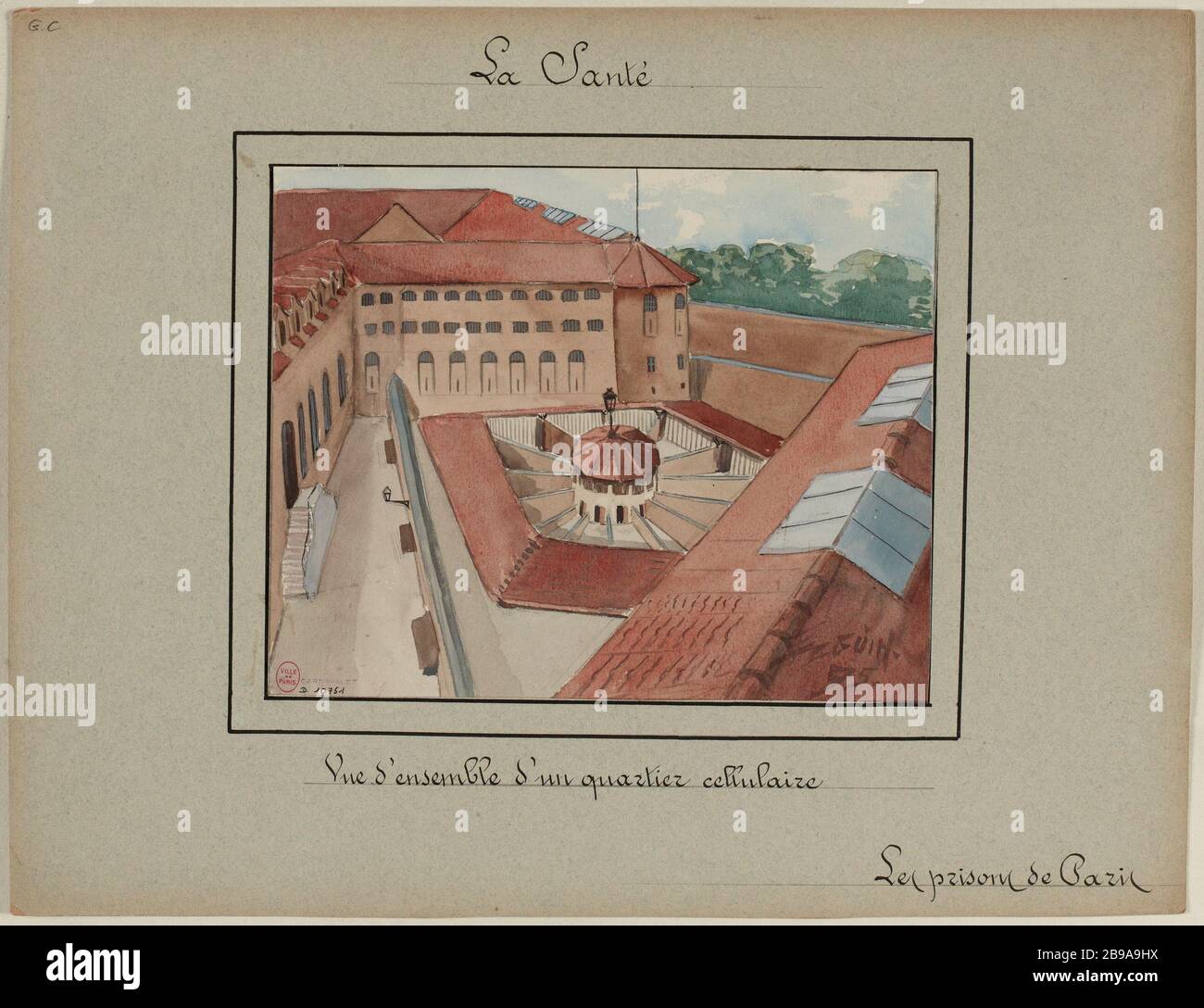 [The prisons of Paris] Prison Health; Overview of a cell block Stock ...